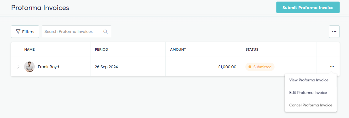 Proforma Invoices for Providers