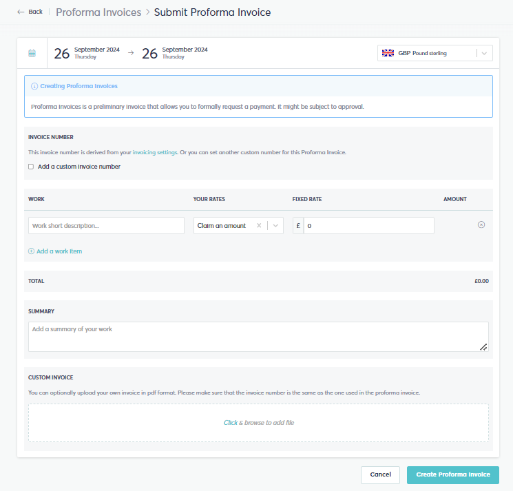 Proforma Invoices for Providers