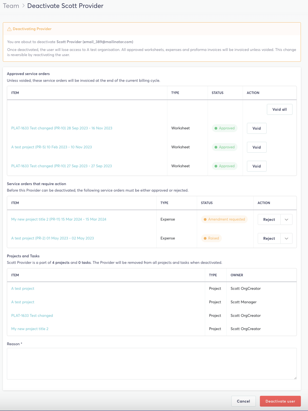 How to deactivate providers