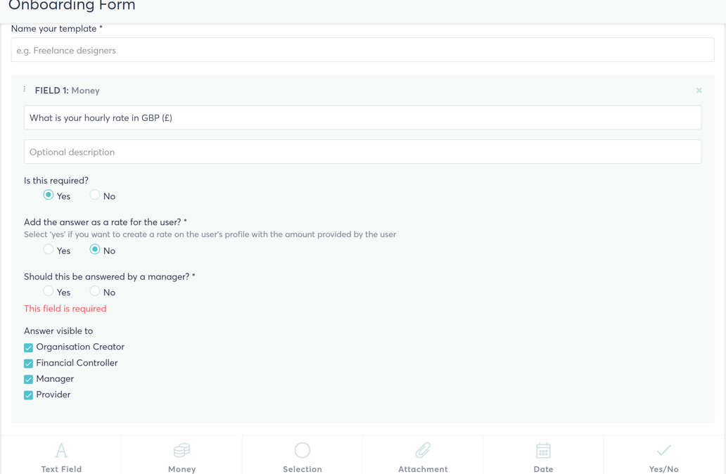 Creating and updating onboarding forms