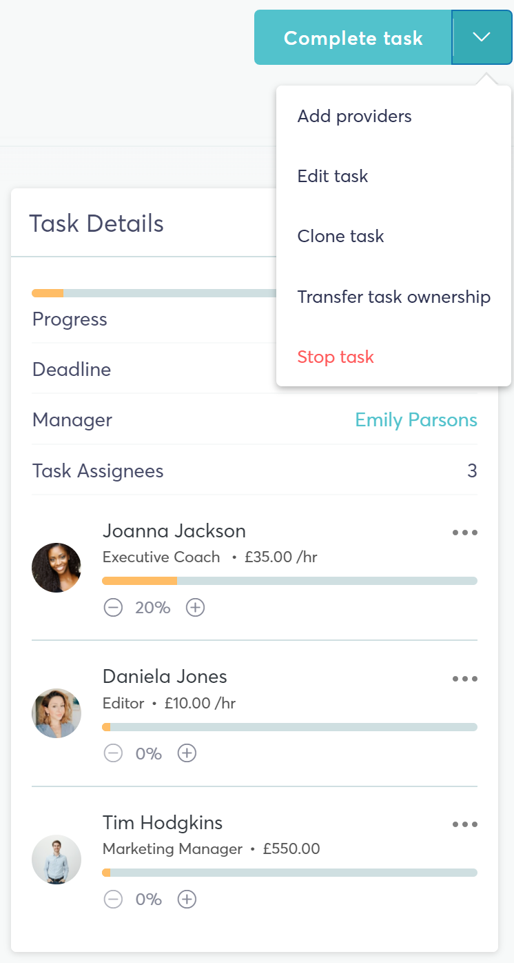 Assigning and managing tasks
