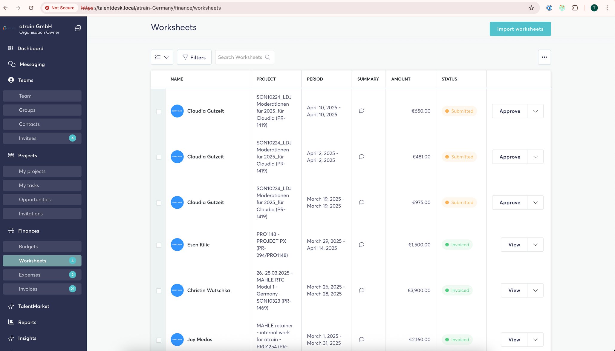 Bulk Approval of Worksheets